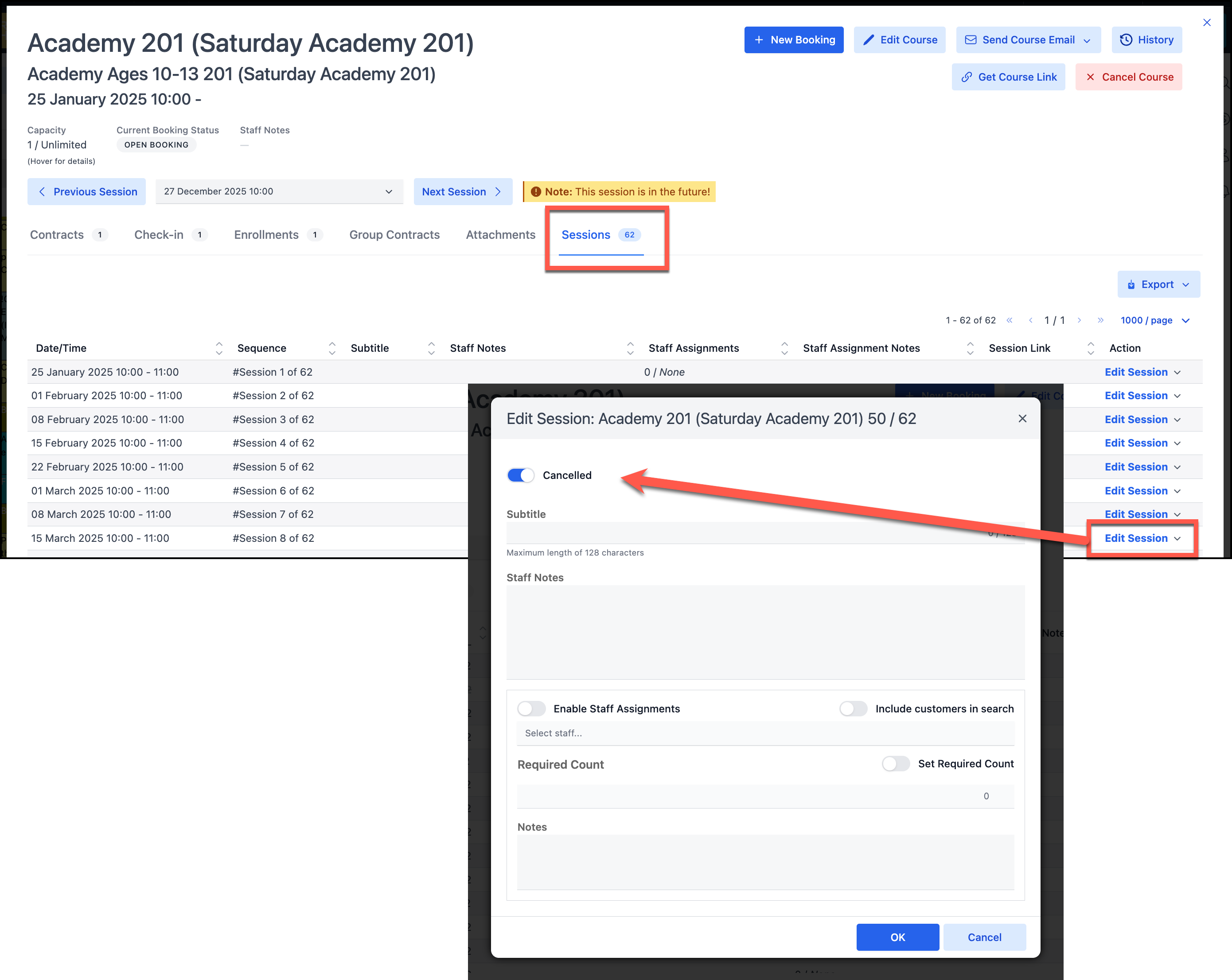 WORKFLOW: Calendar Module - Cancelling Courses and Sessions – Redpoint, Inc